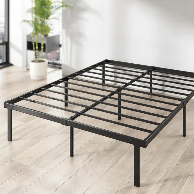 CALEB STEEL BED Frame 4ft6 Double Black Modern Support Underbed Storage ...
