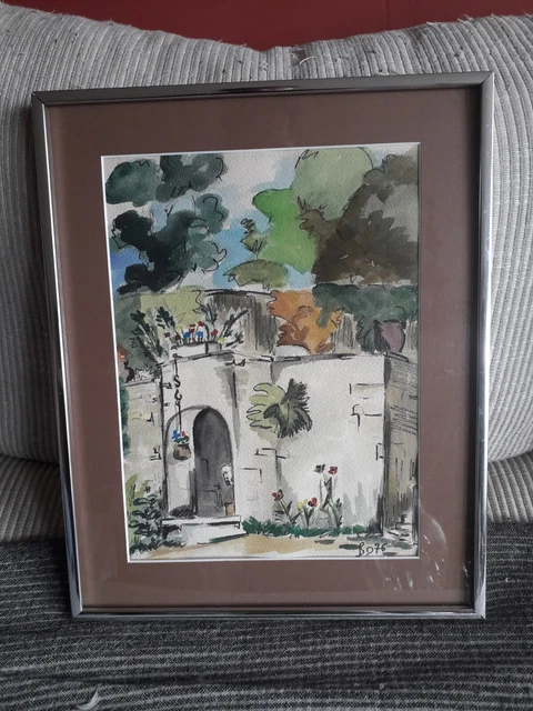 TABLEAU ANCIEN À l'aquarelle représentant un paysage signé EUR 150,00 - PicClick FR