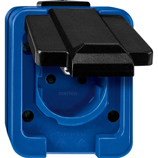 MERTEN COMPLETO PRESA schuko con coperchio ribaltabile Blu 289378 EUR ...