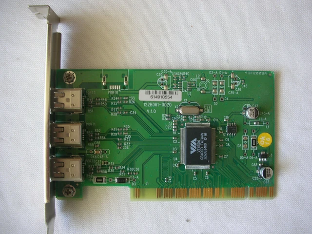 VIA VT6306 122B061-0020 Firewire 3 ports Controller Adapter PCI EUR 20 ...