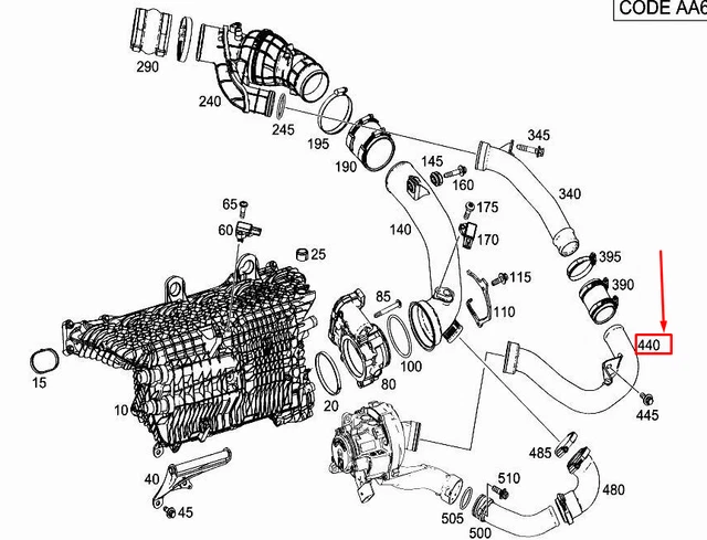 MERCEDES-BENZ CLS C257 Engine Charged Air Line A2560980407 NEW GENUINE ...