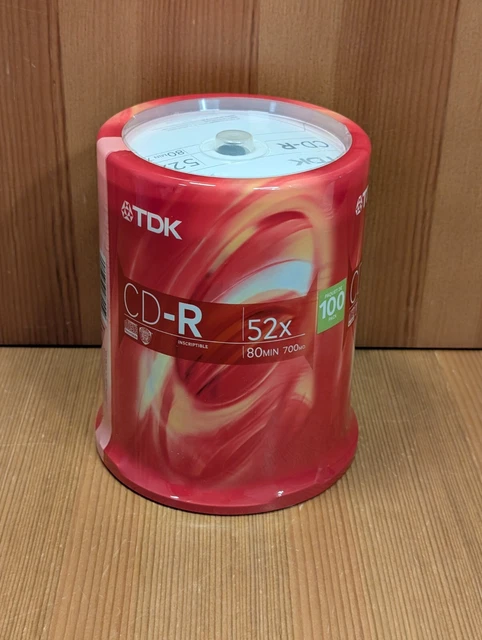 NEW! TDK BLANK Recordable Disc CD-R 100 Pack 700MB 80 Min 52x Speed ...
