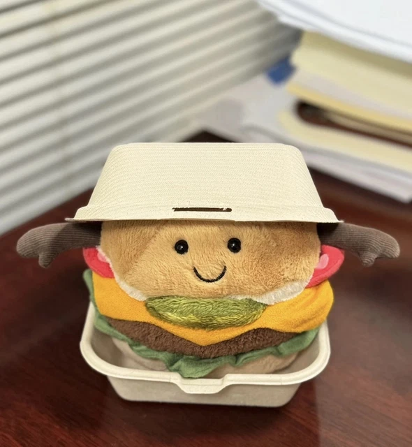 JELLYCAT AMUSEABLES BURGER Plush Toy 11cm, Cute Mini Food, Soft ...