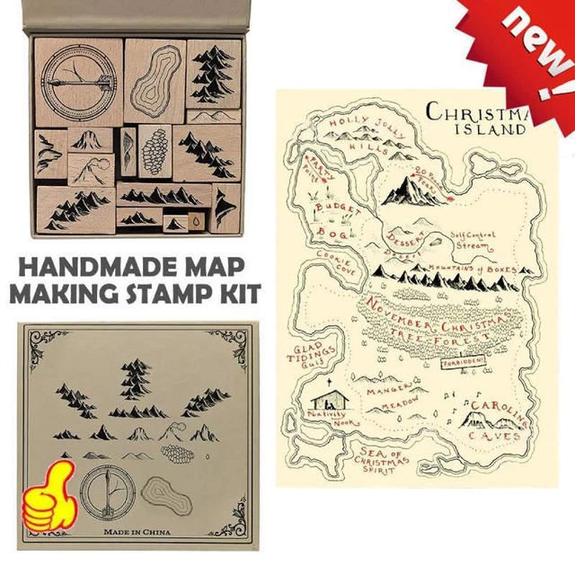 HANDMADE MAP MAKING Stamp Kit,Map Making Stamp Kit,Rubber Stamps for ...
