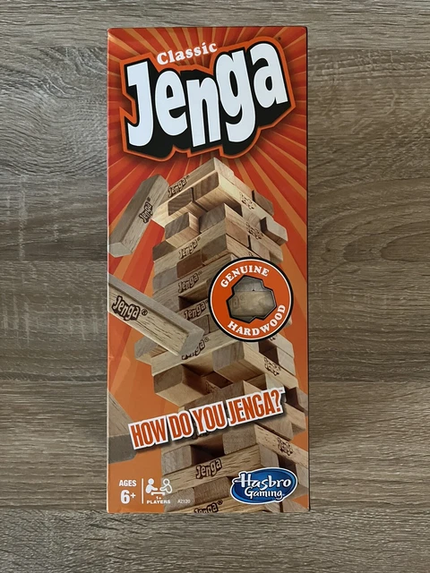 JENGA CLASSIC GAME By Hasbro Wooden Blocks Stacking Tumbling Tower FUN ...