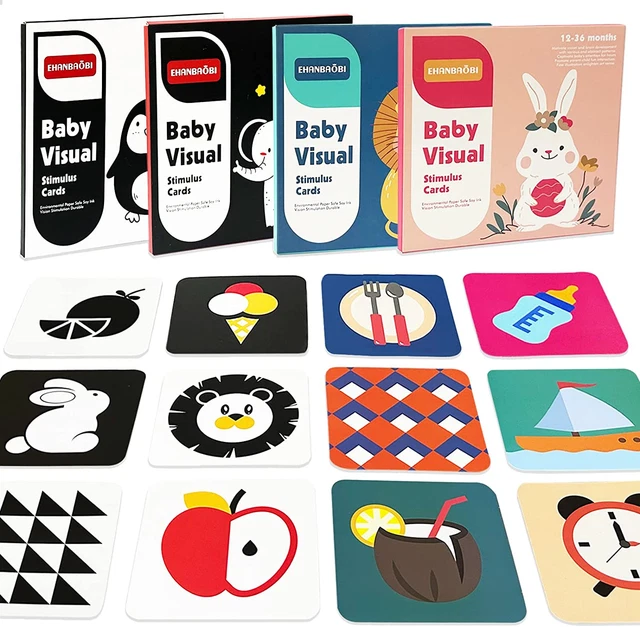 64 PCS 128 Page Baby Visual Stimulation Cards,High Contrast Infant ...