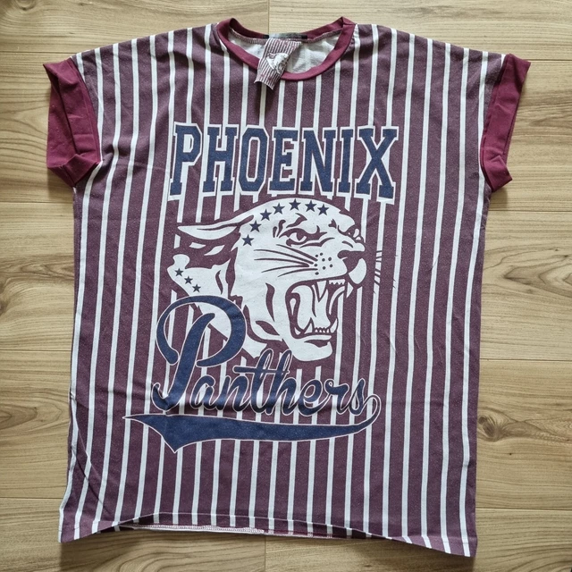 PRIMARK ATMOSPHERE RED Striped PHOENIX PANTHERS T-Shirt Top Size 10 £3. ...