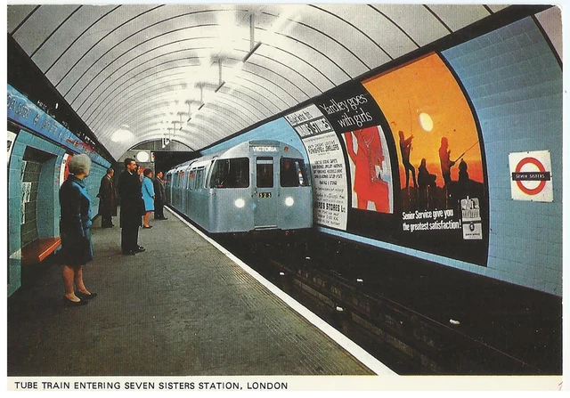 LONDON UNDERGROUND-TUBE TRAIN, Vintage Postcard, Seven Sisters Station ...