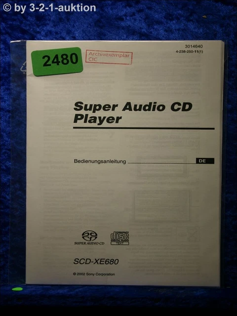 SONY MANUAL SCD XE680 Super Audio CD Player (#2480) £9.70 - PicClick UK