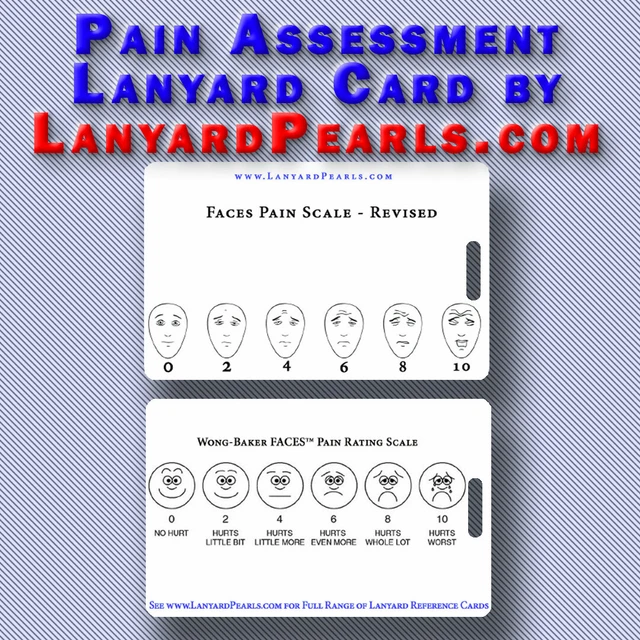 PAIN ASSESSMENT TOOLS Lanyard Badge Card - Paediatrics Pediatric Kids ...