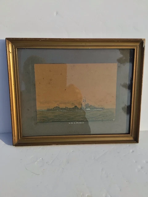 ROYAL NAVY ,SHIP ,HMS VALHALLA 1917/1931. Original Painting,,picture £ ...