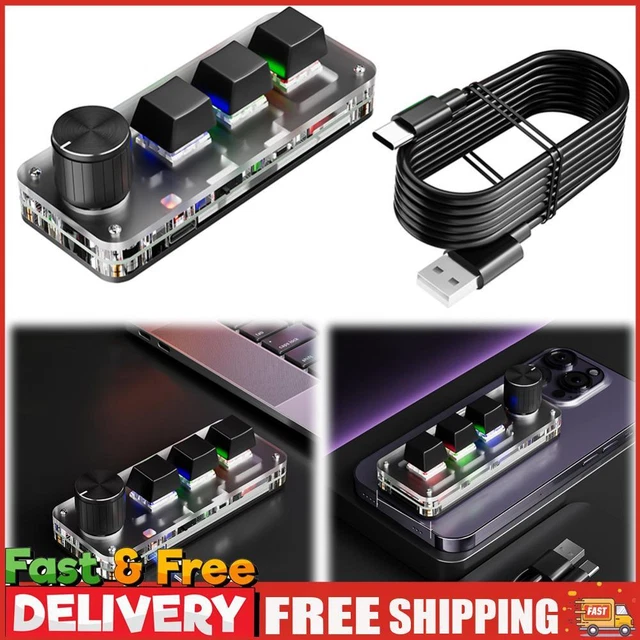 MINI CUSTOMIZED MECHANICAL Keyboard Hot Swappable Shortcut Keypad 3 Key ...