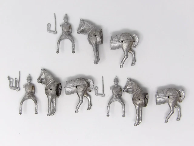 BRITAINS RECAST ROYAL Horse Artillery Cavalry x 3. Metal Toy Soldiers ...