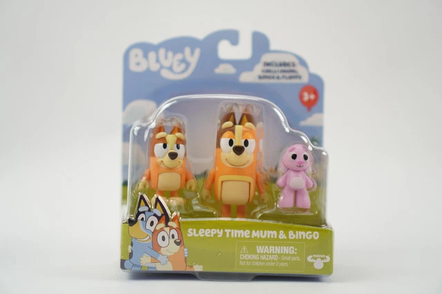 BLUEY SLEEPY TIME CHILLI (MUM) BINGO & FLOPPY 2.5" Action Figures Brand ...