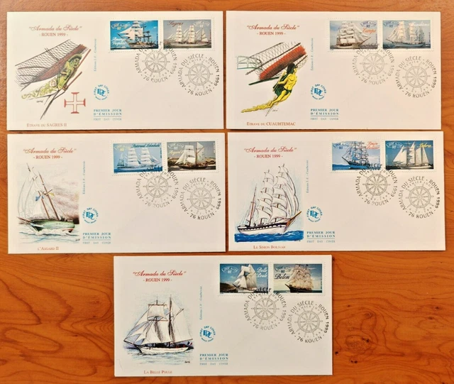 FDC ENVELOPPE 1ER jour, SERIE ARMADA DU SIECLE 1999 ROUEN (bateaux, navires...) EUR 9,00 ...