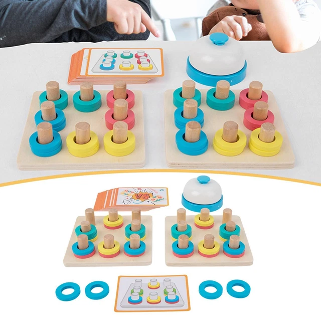 WOODEN STACKING RINGS Color Matching Game Board Game Learning Counting ...