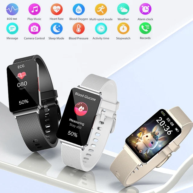 ECG SMART WATCH Heart Rate Blood Glucose Pressure Oxygen Sports Fitness ...