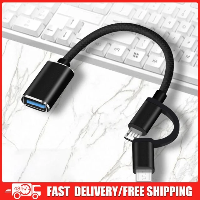 TYPE-C &MICRO USB To USB OTG Adapter Cable Braided 2 in 1 Mobile Phone ...