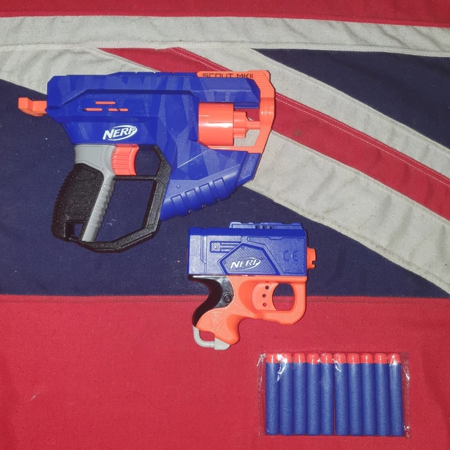 NERF ELITE SCOUT & Reflex Pistol Blaster Guns 10 Foam Darts JOB LOT ...