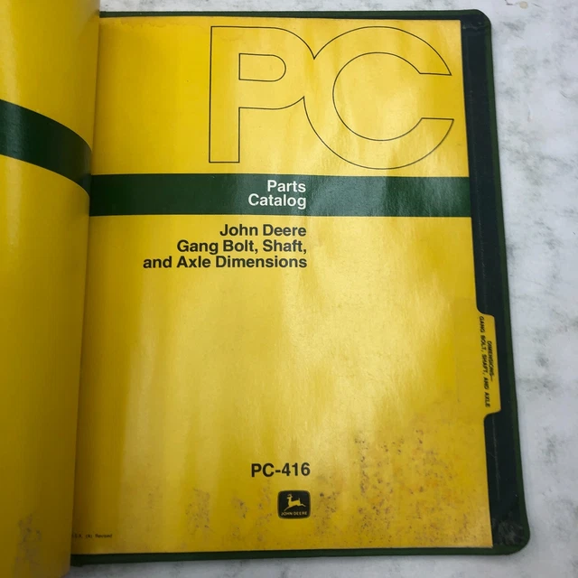 JOHN DEERE GANG Bolt Shaft Axle Dimensions Parts Catalog Manual 1973 PC-416 $26.57 - PicClick CA