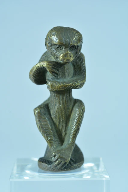 ANCIEN SCEAU À cacheter bronze patiné Singe autour d'un tronc ...