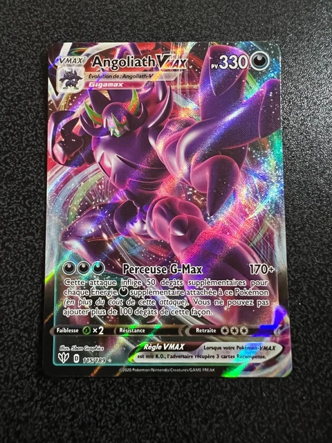 CARTE POKÉMON : Angoliath Vmax Full Art 2020 Ténèbres Embrasés 115/189 ...