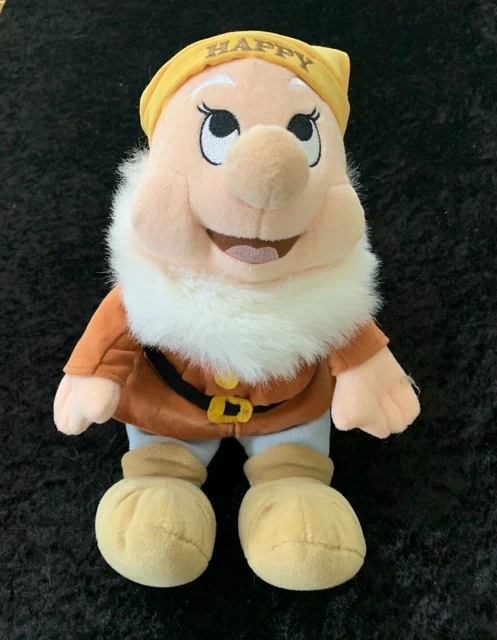 DISNEY STORE HAPPY Dwarf Plush Toy Snow White White & The Seven Dwarfs ...