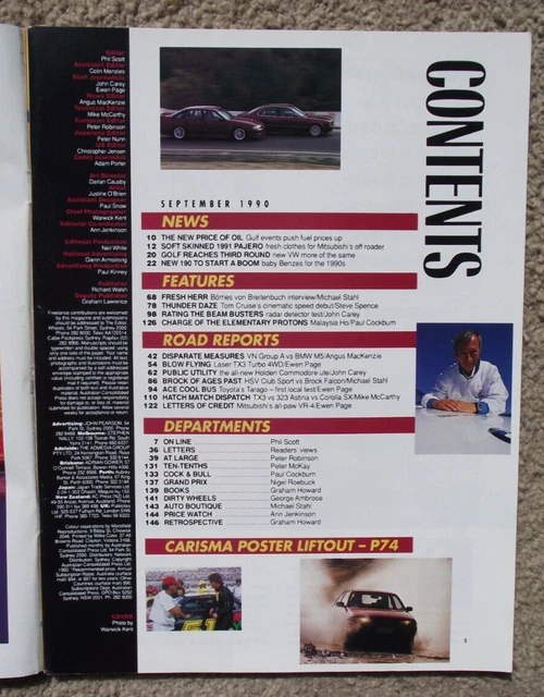WHEELS MAGAZINE, SEPTEMBER 1990 - Commodore GpA, Club Sport, Brock ...