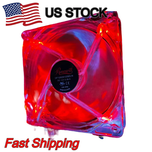 ROSEWILL LED 120MM Quiet PC Computer Case Cooling Fan 3pin 12V 0.16A ...