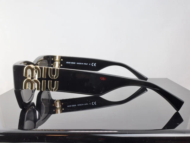 MIU MIU GLIMPSE SMU09W Black / Grey Lens Rectangle Oversized Sunglasses ...