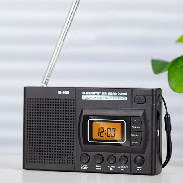 PORTABLE LCD CLOCK Radio FMAMSW MultiBandS Portable Clock Pocket Radio ...