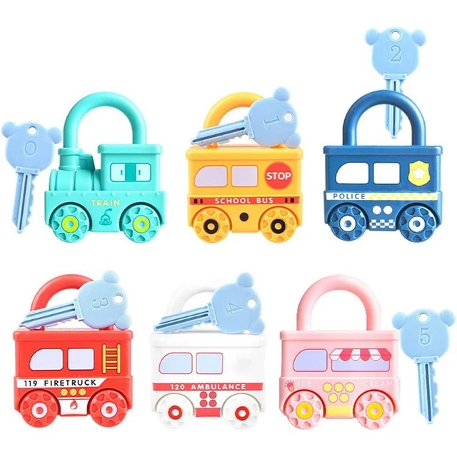 PLASTIC LOCK KEYS Car Toy Sensory Educational Game Kid EUR 8,20 ...