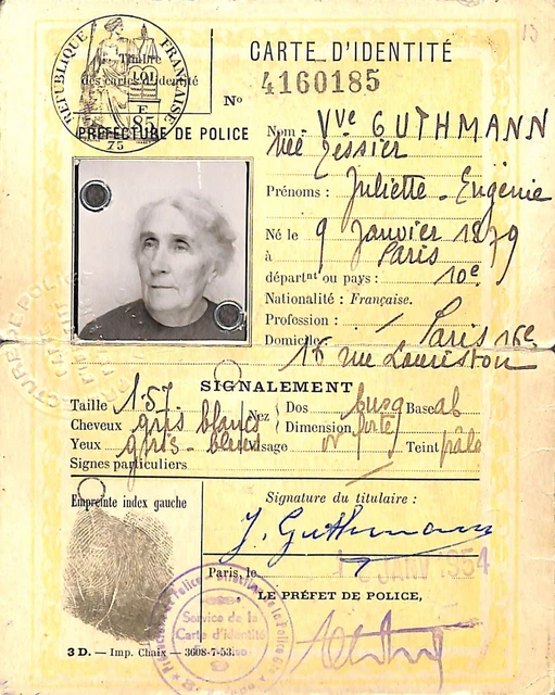 ANCIENNE CARTE D'IDENTITE / Old Identity Card 1954 EUR 11,90 - PicClick FR