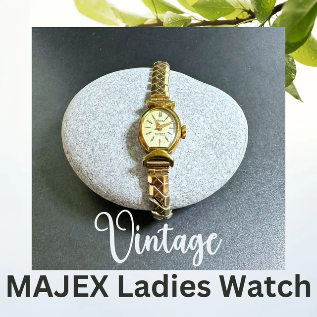 VINTAGE MAJEX 21 Jewel Incabloc Ladies Wrist Watch Gold Filled & Gold ...