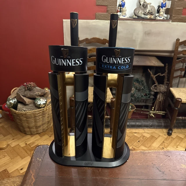 RARE TWIN ‘GUINNESS’ Beer Pump/font/tap mancave pub complete with tray ...