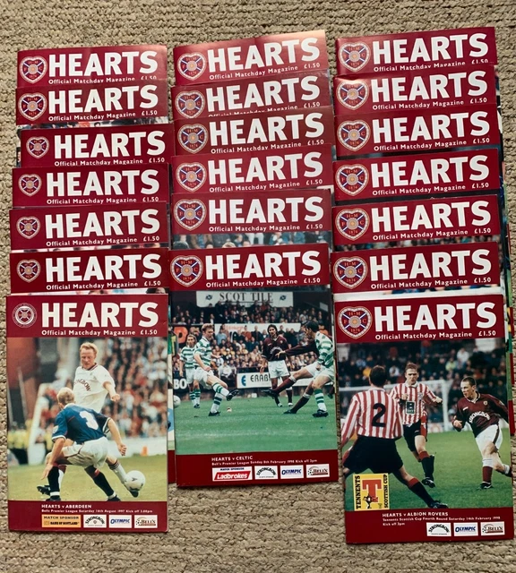HEARTS FC 20 home match programmes, season 1997-98, Scottish Premier ...