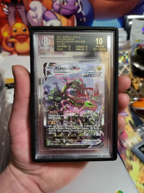 POKEMON SWSH EVOLVING Skies Rayquaza VMAX Alt Art SCR 218/203 BGS Black ...