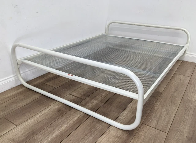 DOUBLE BED FRAME Dico White Aluminium Tubular Slot In Mesh Base FREE ...
