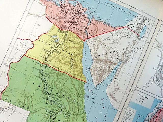 PALESTINE MAP ISRAEL Ancient Egypt Jerusalem Judea Samaria FRENCH ...