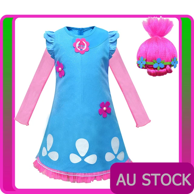 GIRLS POPPY TROLLS 2 Costume World Tour Queen Deluxe Child Book Week ...