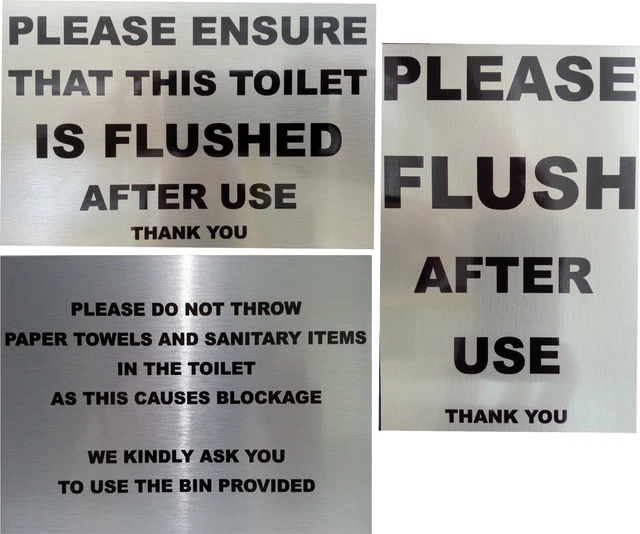 PLEASE FLUSH AFTER USE Toilet Sign Aluminium - PLEASE DO NOT THROW ...