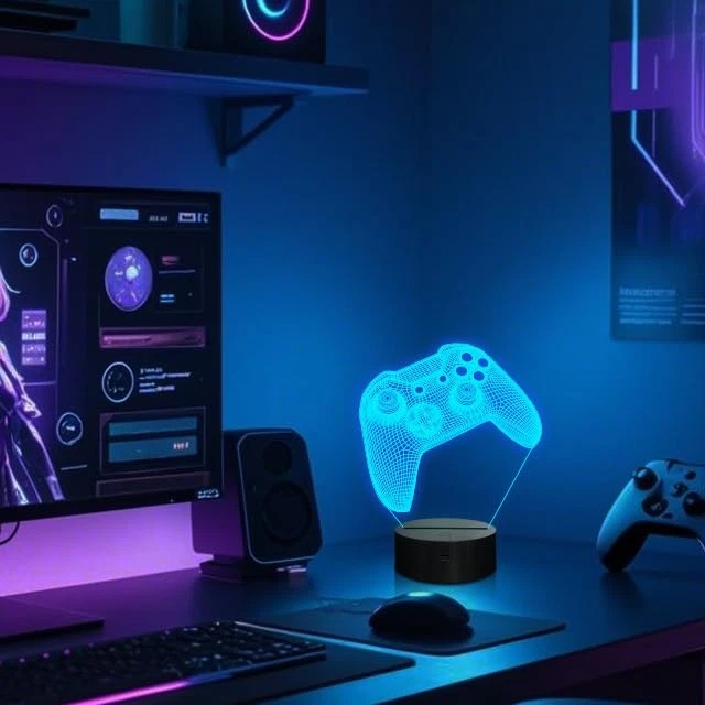 3D GAMEPAD NIGHT Light Game Console Illusion lamp with Remote Touch 16 ...