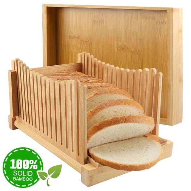 BREAD SLICER BOARD Guide Loaf Cutting Size Slicing Wooden Holder ...