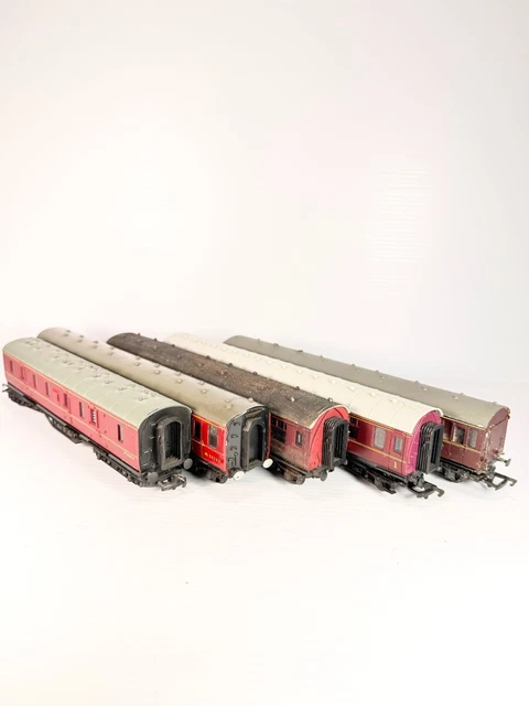 RAKE OF 5X Mainline/Dapol OO Gauge LMS Color Maroon Passenger Coach Set ...