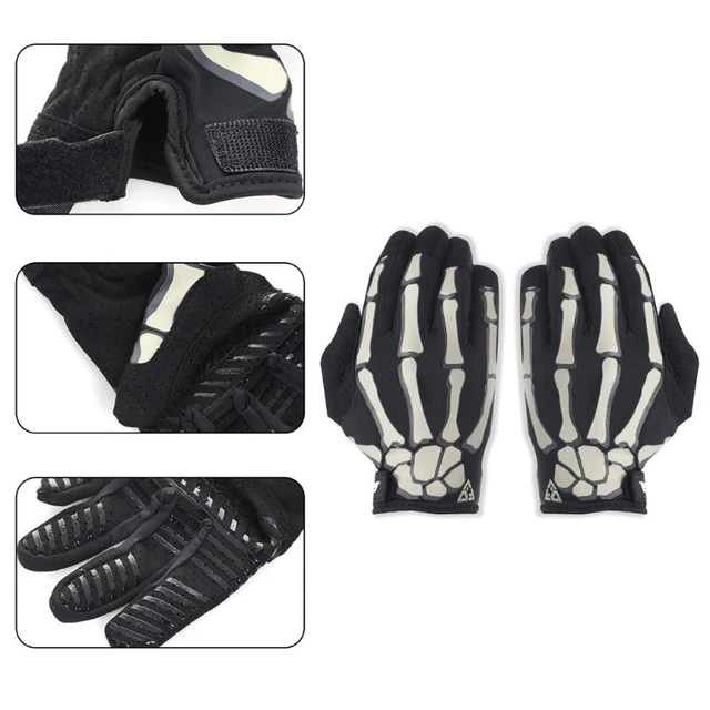 MOTORCYCLE CYCLING GLOVES with Skeleton Hand Reflective Strips for ...