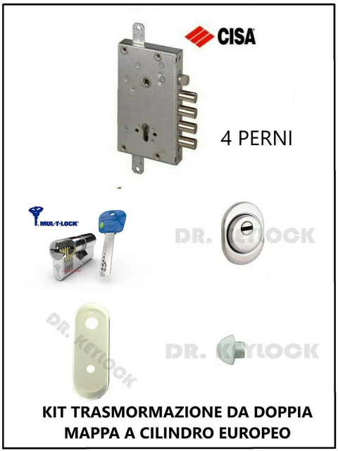 KIT SERRATURA COMPLETO Per Porta Blindata Cilindro Europeo Per Cisa 4 ...