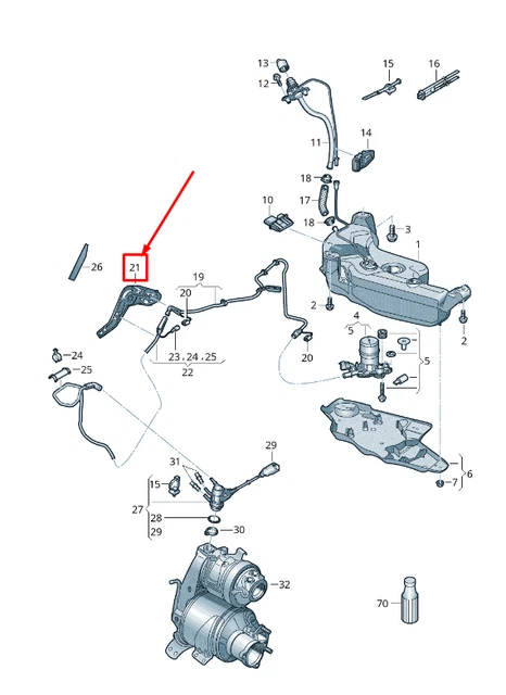 VW GOLF 5G MK7 Exhaust Fluid Injector Feed Line Bracket 5Q0131327A NEW ...