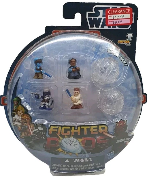 STAR WARS FIGHTER Pods 4 Pack 2.5cm Figure NIB Series 1 Obi Aayla Jango ...