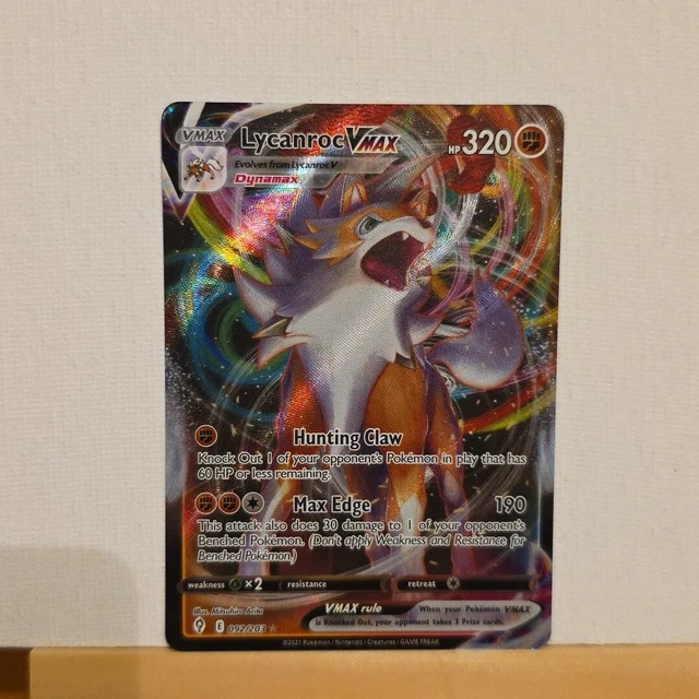 POKEMON EVOLVING SKIES Lycanroc VMAX Holo Card 092/203 £1.75 - PicClick UK
