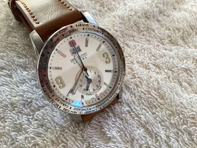 GENUINE SWISS MILITARY Hanowa Revenge Dual Time Watch 6-4131 45mm £45. ...